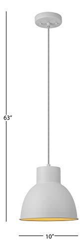 Globe Electric 61002 1-Light Pendant, Matte Gray, Gray Designer Fabric Cord