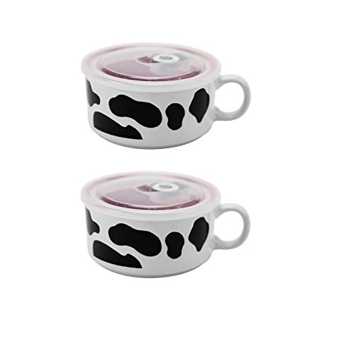 Boston Warehouse Souper Mug Food Storage Container, 2 Count (Pack of 1), Cow - Set of 2