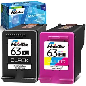 havatek remanufactured ink cartridge replacement for hp 63xl 63 xl for envy 4520 4516 4512 officejet 3830 5255 5258 4650 4655 deskjet 1112 3630 3632 3634 2132 2130 printer (1 black, 1 tri-color)