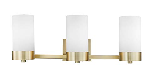 Globe Electric 51616 Marcie 3-Light Vanity Light, Matte Brass, Frosted Glass Shades