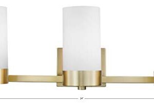 Globe Electric 51616 Marcie 3-Light Vanity Light, Matte Brass, Frosted Glass Shades