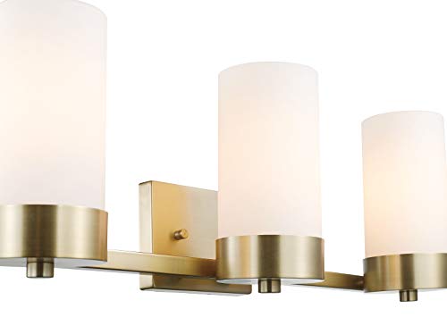 Globe Electric 51616 Marcie 3-Light Vanity Light, Matte Brass, Frosted Glass Shades