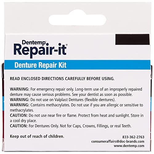 Dentemp Repair Kit - Repair-It Advanced Formula Denture Repair Kit (Pack of 2) - Denture Repair Kit Repairs Broken Dentures - Denture Repair to Mend Cracks & Replace Loose Teeth