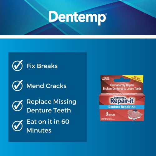 Dentemp Repair Kit - Repair-It Advanced Formula Denture Repair Kit (Pack of 2) - Denture Repair Kit Repairs Broken Dentures - Denture Repair to Mend Cracks & Replace Loose Teeth