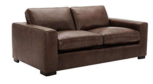 Amazon Brand - Stone & Beam Westview Extra-Deep Down-Filled Leather Sofa Couch, 89"W, Brown