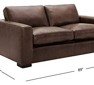 Amazon Brand - Stone & Beam Westview Extra-Deep Down-Filled Leather Sofa Couch, 89"W, Brown