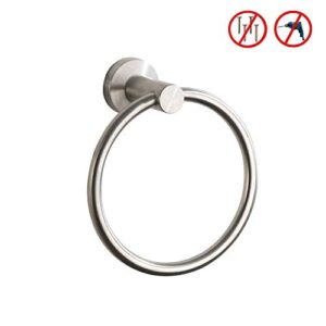 Towel Ring Brushed Nickel, Bath Hand Towel Ring Stainless Steel Round Towel Holder for Bathroom