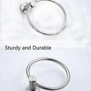 Towel Ring Brushed Nickel, Bath Hand Towel Ring Stainless Steel Round Towel Holder for Bathroom