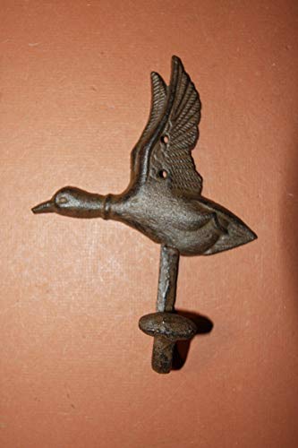 Southern Metal Duck Hunter Coat/Cap Wall Hooks, Rustic Cast Iron 7 1/2 inch high, Mudroom Entryway - H-04