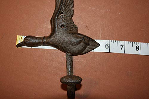 Southern Metal Duck Hunter Coat/Cap Wall Hooks, Rustic Cast Iron 7 1/2 inch high, Mudroom Entryway - H-04