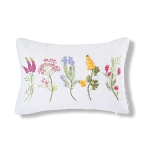 C&F Home Botanical Floral Ribbon Art Lumbar Pillow 22 x 14 White