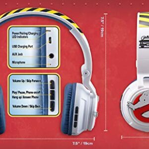 eKids Ghostbusters Kids Bluetooth Headphones, Wireless Headphones with Microphone Includes Aux Cord, Volume Reduced Kids Foldable Headphones for School, Home, or Travel