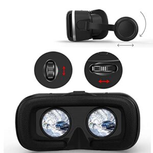 3D VR Glasses Virtual Reality Headset Goggles w/ Headphones for iPhone 14 13 12 11 Pro XR XS X 8 7 6S 6 Plus Samsung Galaxy S10 S9 S8 S7 S6 Edge + BLU Advance 5.2 A4 Vivo Go Dash XL X8 etc, Black