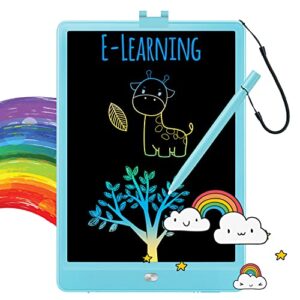 tekfun lcd writing tablet doodle board, 10inch colorful drawing tablet writing pad, girls gifts toys for 3 4 5 6 7 year old girls boys (blue)