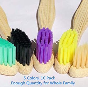 Goaycer Eco Friendly Bamboo Toothbrush, 10Pack Medium Firm Bristles Biodegradable Bulk Wooden Toothbrushes