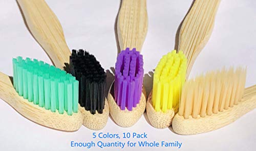 Goaycer Eco Friendly Bamboo Toothbrush, 10Pack Medium Firm Bristles Biodegradable Bulk Wooden Toothbrushes