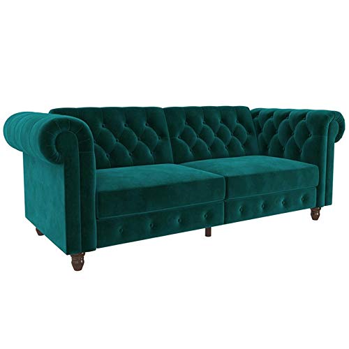 DHP Furini Tufted Sleeper Sofa in Green