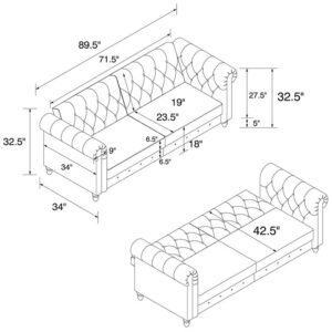 DHP Furini Tufted Sleeper Sofa in Green