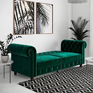 DHP Furini Tufted Sleeper Sofa in Green