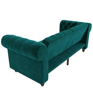 DHP Furini Tufted Sleeper Sofa in Green