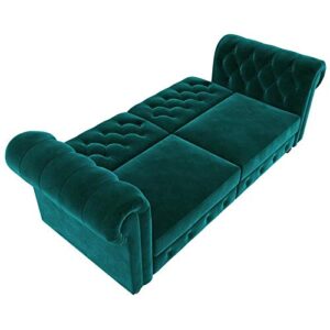 DHP Furini Tufted Sleeper Sofa in Green