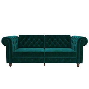 DHP Furini Tufted Sleeper Sofa in Green