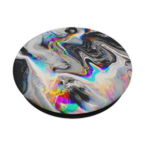 Black Rainbow Abstract Wave Hippie Gift PopSockets PopGrip: Swappable Grip for Phones & Tablets