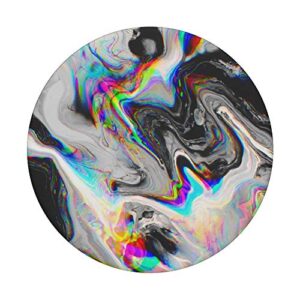 Black Rainbow Abstract Wave Hippie Gift PopSockets PopGrip: Swappable Grip for Phones & Tablets