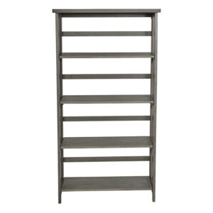 OSP Home Furnishings Hillsboro 5-Shelf Bookcase, Grey Wash