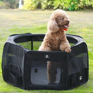 X-ZONE PET Portable Foldable Pet Dog Cat Playpen Crates Kennel/Premium 600D Oxford Cloth,Removable Zipper Top, Indoor and Outdoor Use (Small, Black)