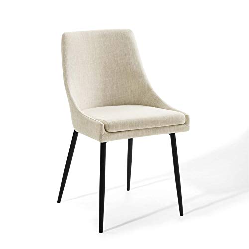 Modway Viscount Upholstered Fabric Dining Chairs - Set of 2, Black Beige