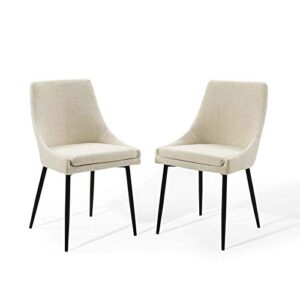 Modway Viscount Upholstered Fabric Dining Chairs - Set of 2, Black Beige