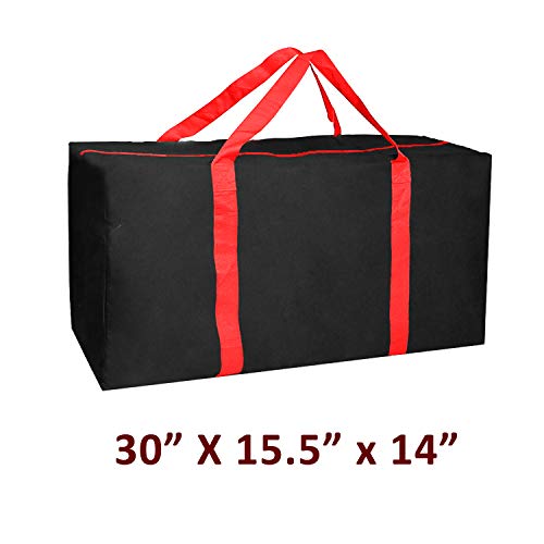 Jalousie 3 Pack Extra Large Heavy Duty Storage Bags Moving Bag Totes Storage Bin Space Saver Travel Duffel Bags - Made of Tough 600D Oxford (Black-Red 3 Pack)