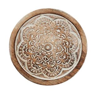 set of 2 wooden trivets for hot dishes pots and pans tea pot holders nonslip heat resistant kitchen counter accessories for table countertops (md01) 8" diameter mandala design