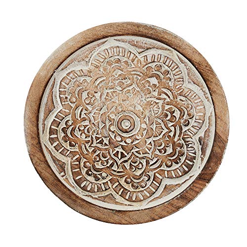 Set of 2 Wooden Trivets for Hot Dishes Pots and Pans Tea Pot Holders Nonslip Heat Resistant Kitchen Counter Accessories for Table Countertops (MD01) 8" Diameter Mandala Design