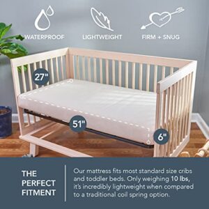 Naturepedic Organic Lightweight Classic Crib Mattress, 2-Stage Natural Mattress for Baby and Toddler Bed, Non-Toxic, 52" x 28"