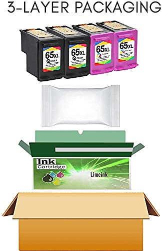 Limeink 4 Remanufactured Ink Cartridge Replacement for 65XL 65 XL High Yield for HP DeskJet 2600 2622 2652 2655 3700 3720 3722 3752 3755 Envy 5000 5052 5055 Printer AMP 100 Black and Color Combo Pack