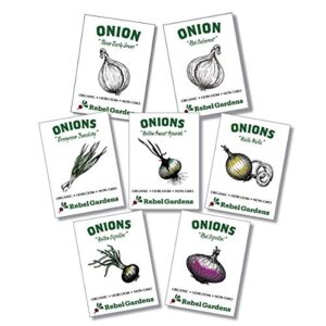 organic onion seeds - 7 varieties of heirloom and non-gmo red, yellow, and green onions for planting