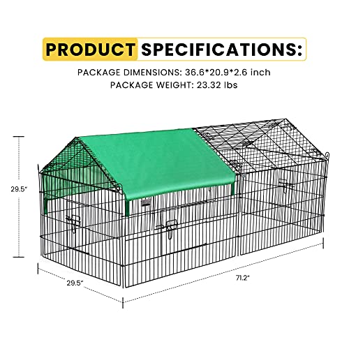 DEStar 71” x 30” Foldable Outdoor Backyard Metal Coop Chicken Cage Enclosure Duck Rabbit Cat Crate Playpen Exercise Pen with Weather Proof Cover