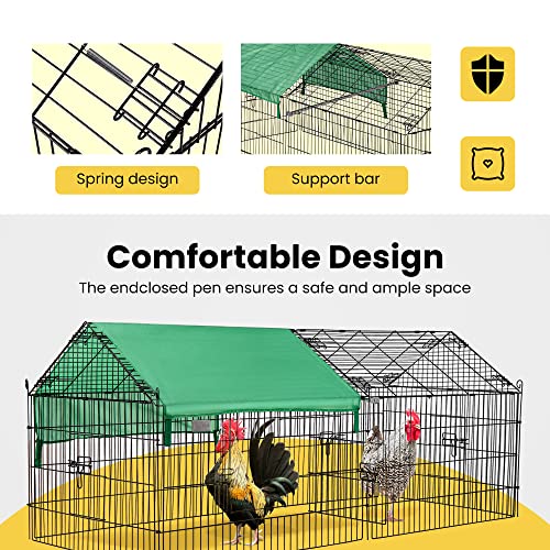 DEStar 71” x 30” Foldable Outdoor Backyard Metal Coop Chicken Cage Enclosure Duck Rabbit Cat Crate Playpen Exercise Pen with Weather Proof Cover