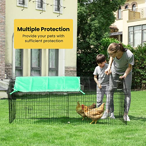 DEStar 71” x 30” Foldable Outdoor Backyard Metal Coop Chicken Cage Enclosure Duck Rabbit Cat Crate Playpen Exercise Pen with Weather Proof Cover