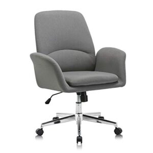 NOVIGO Upholstered Home Office Chair with Comfy Back Support for Conference Room Study Grey