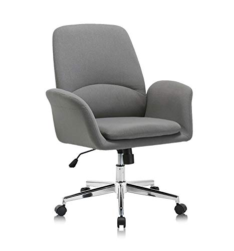 NOVIGO Upholstered Home Office Chair with Comfy Back Support for Conference Room Study Grey