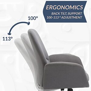 NOVIGO Upholstered Home Office Chair with Comfy Back Support for Conference Room Study Grey