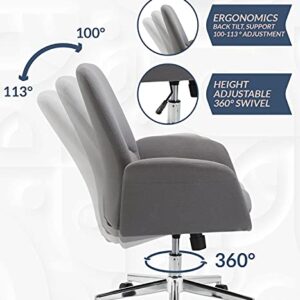 NOVIGO Upholstered Home Office Chair with Comfy Back Support for Conference Room Study Grey