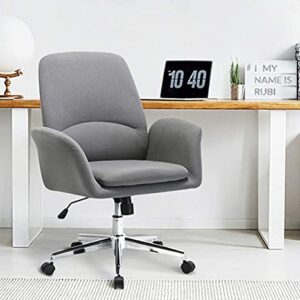 NOVIGO Upholstered Home Office Chair with Comfy Back Support for Conference Room Study Grey