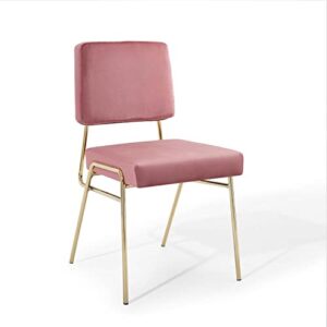 modway craft performance velvet dining side chair, gold dusty rose