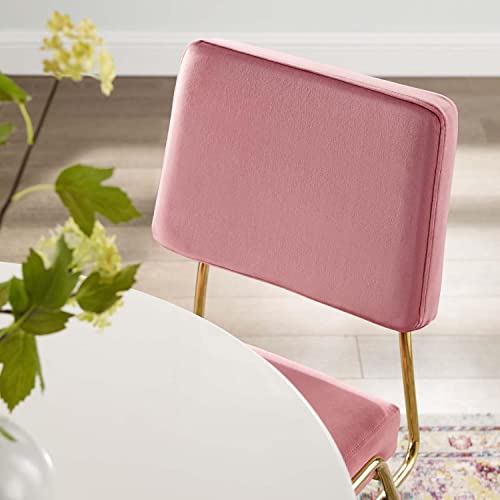 Modway Craft Performance Velvet Dining Side Chair, Gold Dusty Rose