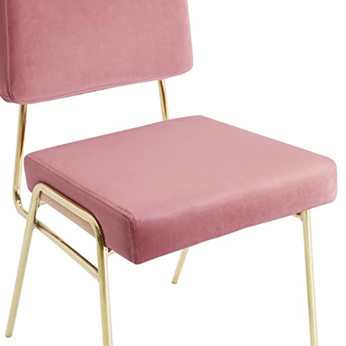 Modway Craft Performance Velvet Dining Side Chair, Gold Dusty Rose