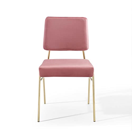 Modway Craft Performance Velvet Dining Side Chair, Gold Dusty Rose